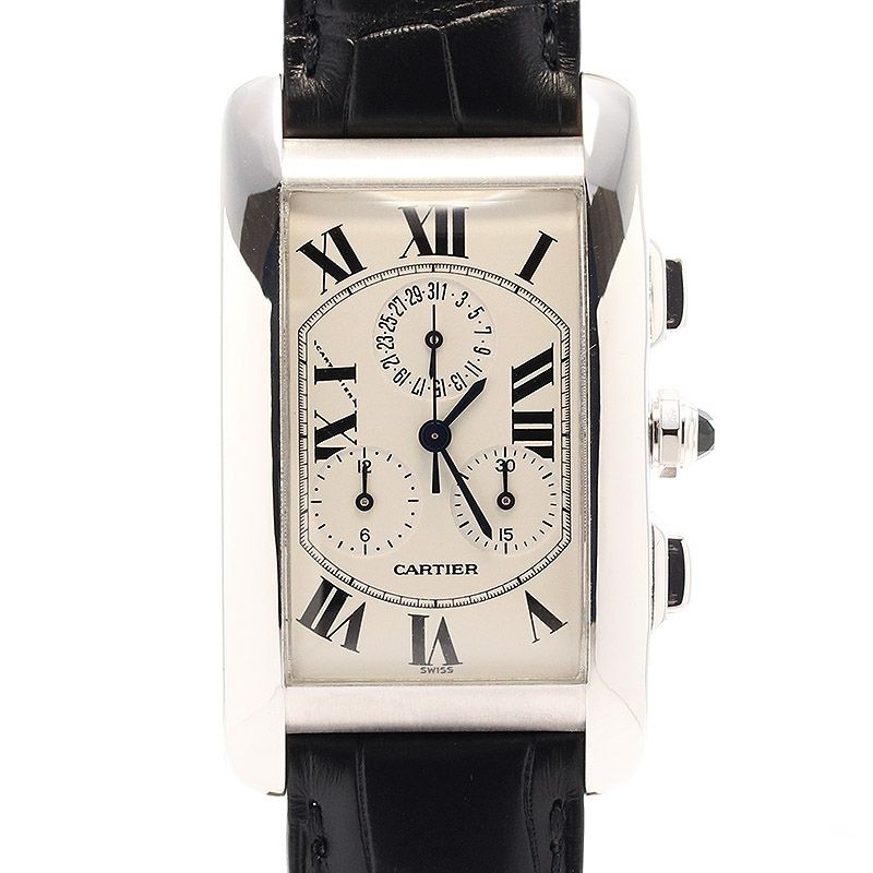 【中古】CARTIER TANK AMERICAN WATCH LARGE MODEL CHRONO REFLEX カルティエ タンク ...